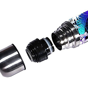 sdfsdfsd 17 oz Vacuum Insulated Stainless Steel Water Bottle Sports Coffee Travel Mug Flask Genuine Leather Wrapped BPA Free, Leaves Palm Tree Illustration