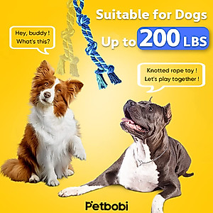 Petbobi Bungee Dog Toy, Tether Tug Outdoor Dog Toy for Pitbull Interactive & Exercise, Spring Pole Tether Tug of War Toy with Durable Rope, Outdoor Hanging Toys for Large Dogs Reduce Boredom, Blue