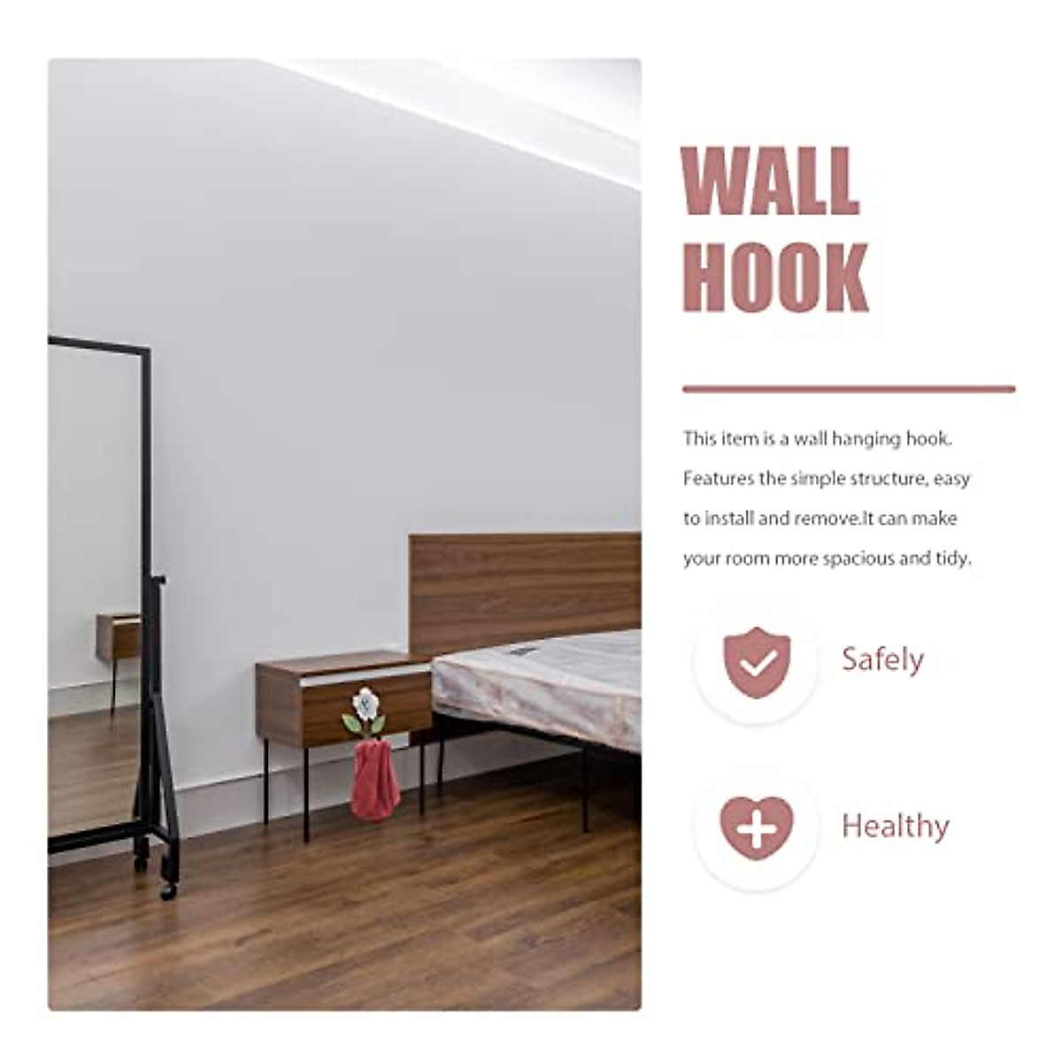 Zerodeko Wall Hanger Wall Mounted Rose Hook Entryway Iron Key Holder Wall Hanging Double Clothes Hook Door Back Hook Bathroom Towel Hook for Bags Hat Jackets White Decorative Rose Iron Hooks