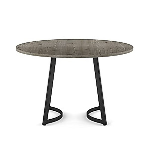 Amisco Josie 48" Round Table - Greyish-Brown TFL/Black Metal
