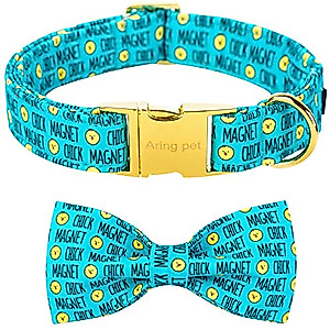ARING PET Easter Dog Collar-Adorable Chick Dog Collar with Bow, Adjustable Bowtie Dog Collars with Metal Buckle for Small Medium Large Dogs