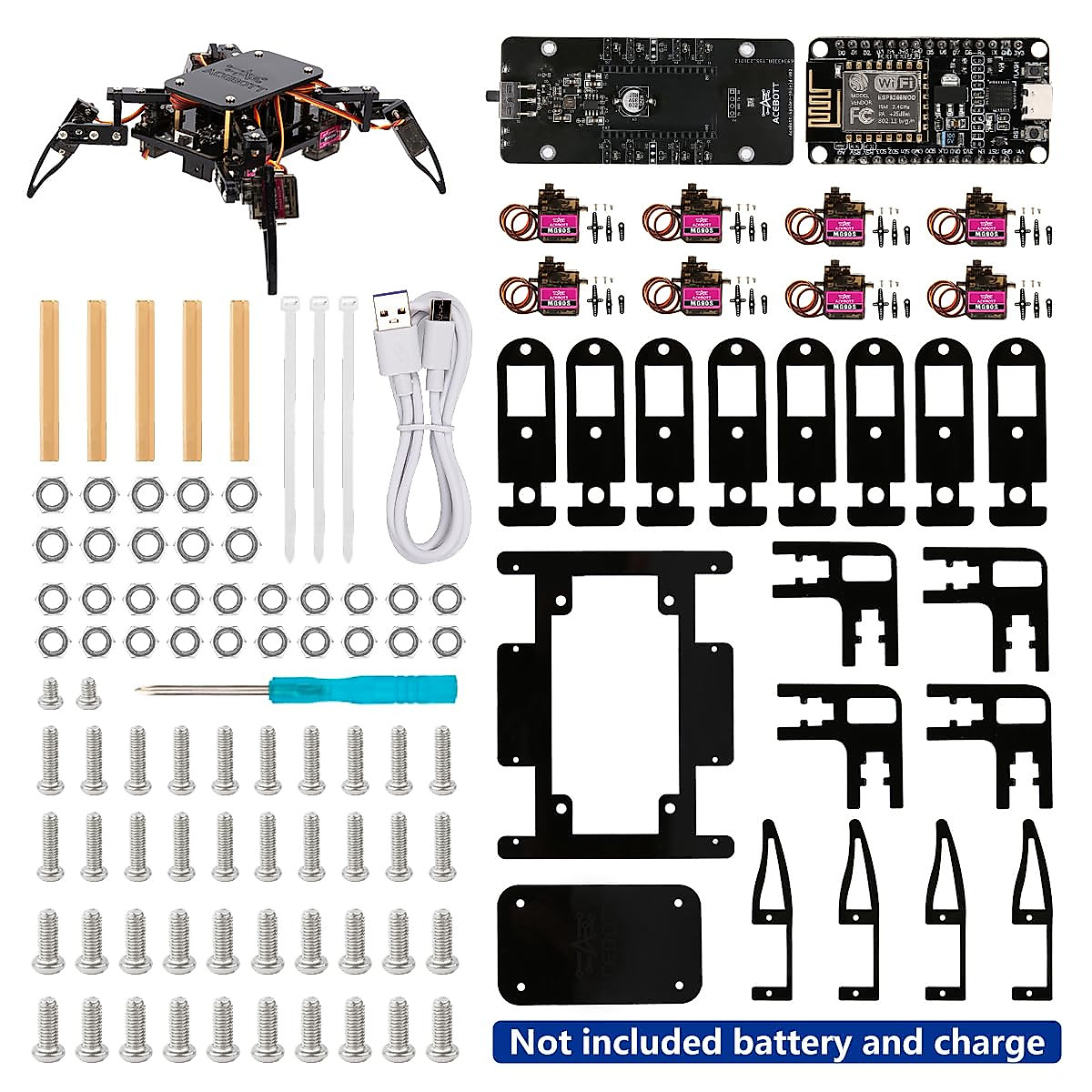 ACEBOTT STEM Robotics Science Kits for Kids, DIY Robotics Stem Toys, ESP8266 Spider Robot Building Kit, STEM Robotics Project Compatible with Arduino for Girls,Boys,Teens,Adults (QD020)