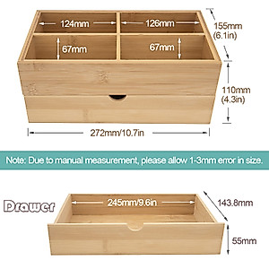 BOOTOP PIN Bamboo Makeup Organizer with Drawers for Countertop, Dresser, Bathroom Skincare