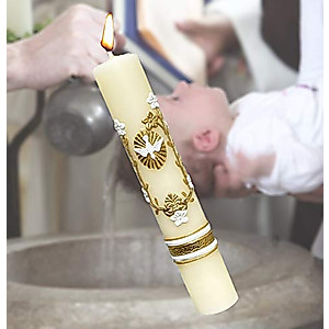 San Rafael Arcangel Baptism Candle or Velas para Bodas de Recuerdo - Candela para Bautizo Cirios Religiosos - Sirios Catolicos Prayer Candle with The Holy Spirit