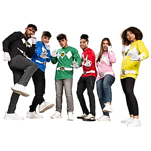 Power Rangers The Long Sleeve Ranger Costume Black T-Shirt (Adult XX-Large)