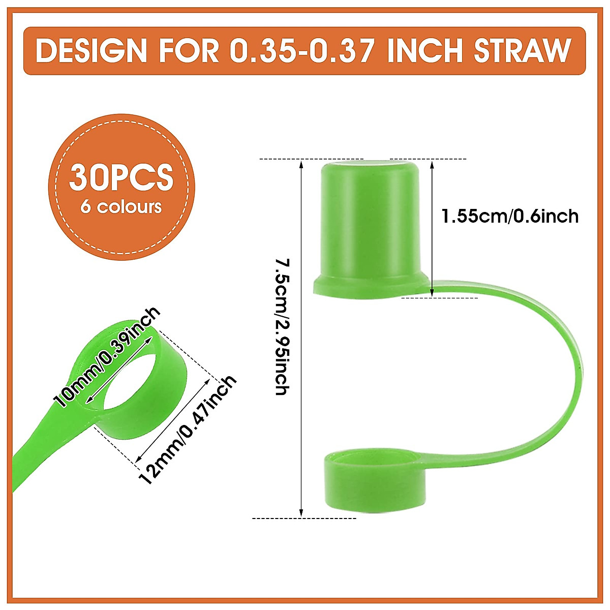 Prasacco 30 Pieces Colorful Straw Covers Cap, Plastic Straw Tips Cover Drinking Straw Caps Reusable Straw Lids Flexible Straw Plug for 9 mm Straws Anti-Dust Straw Tips Plugs