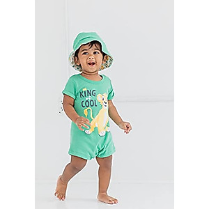 Disney Lion King Simba Newborn Baby Boys Short Sleeve Romper & Sunhat Green Newborn