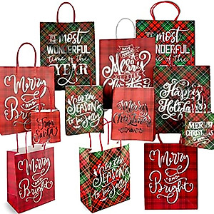 Christmas Gift Bags Assorted Sizes-24 Christmas Bags Bulk -Christmas Bags for Gifts with Christmas Tissue Paper Gift Wrap- Assorted Holiday Gift Bags for Christmas - Xmas Holiday Bags for Gifts