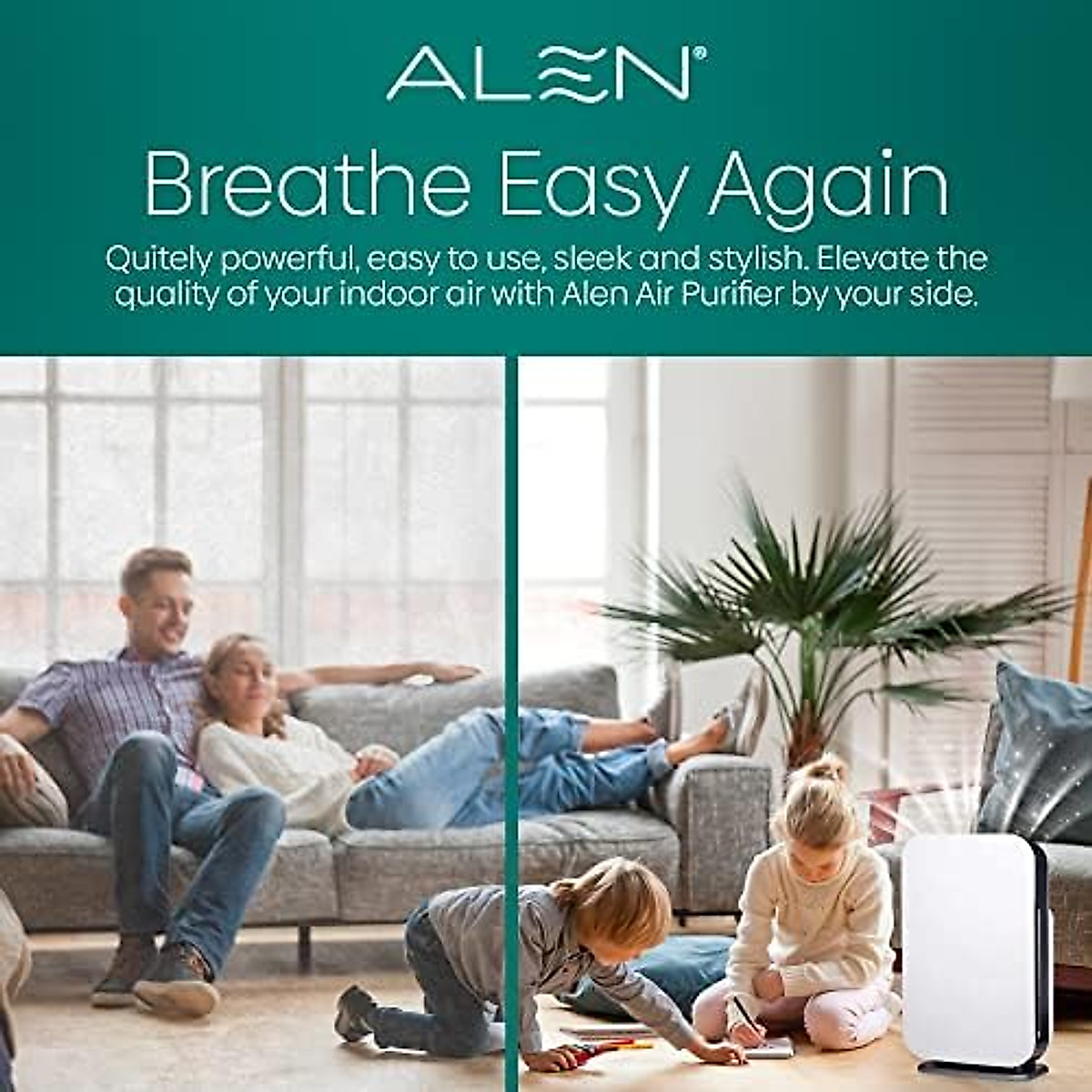 Alen BreatheSmart 75i Quiet Large Room HEPA Air Purifier, Medical Grade Filtration, 99.9% Particle Removal, Pet-Friendly, Smart Home Essential, Allergies, Odor & Smoke, Long Filter Life, White