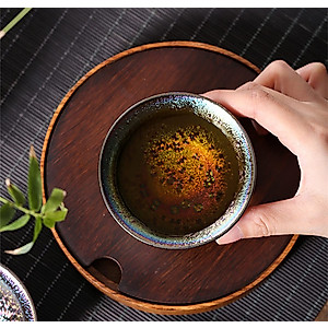 HAPPYDOG Colorful JianZhan Tenmoku Tea Cup Bowl Ancient Chinese Crafts Mug Designer Collection Ceremony Ancient Style HandWork Made (AA)