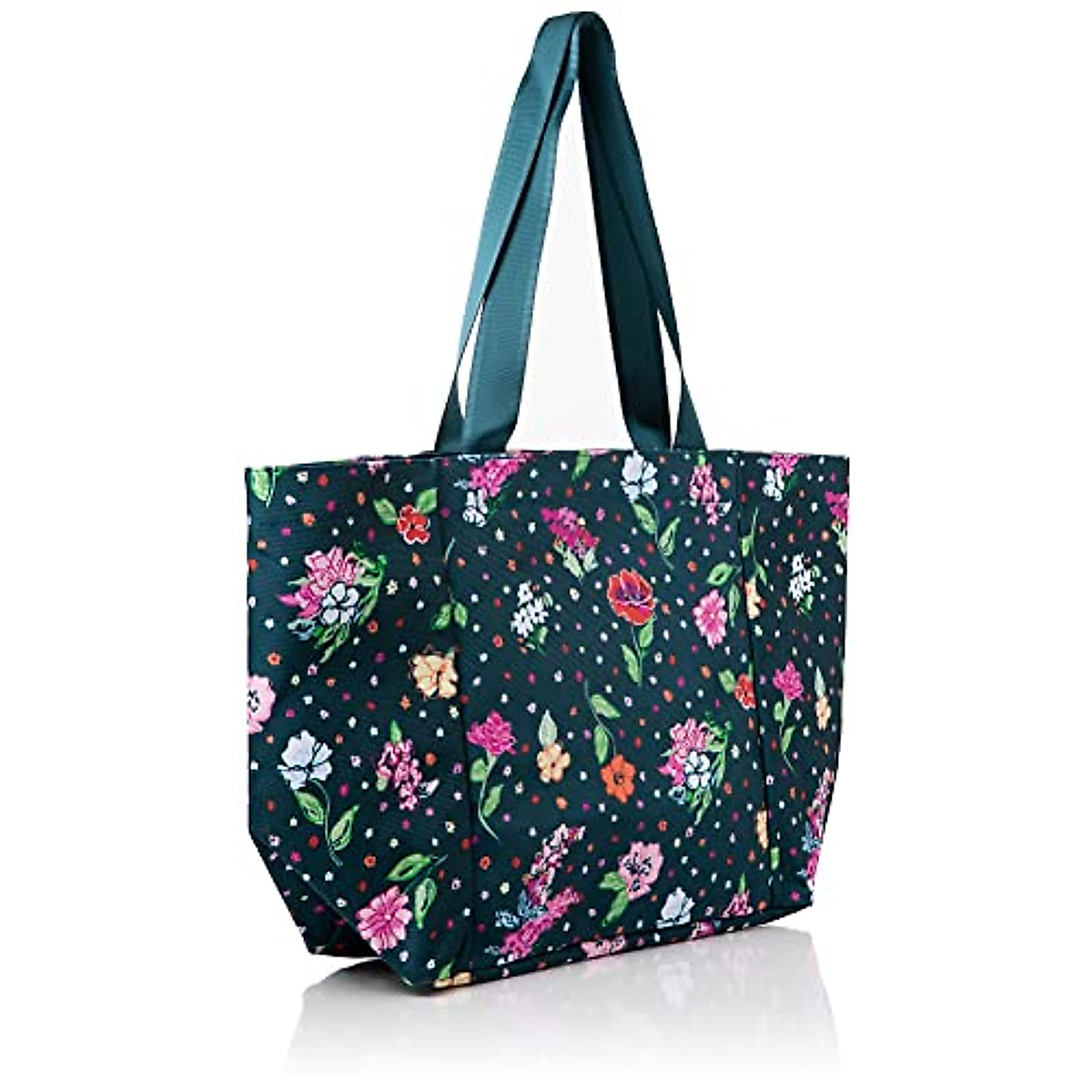 Vera Bradley Women's Recycled Lighten Up Reactive Drawstring Family Tote Bag, Hope Blooms Teal, One Size