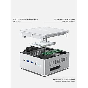 MINISFORUM Venus Series NPB7 Mini PC, 13th Gen Core i7-13700H Small Computer, 32G DDR5+1TB PCIe4.0 SSD, 2X HDMI(4K)+2X USB4(8K) Output, 2X 2.5G RJ45 Port, 4X USB3.2 Small Form Factor