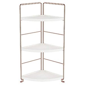 ICCGBHGO Bathroom Countertop Organizer, Corner Shelves Bathroom Vanity Counter Sink Storage, Rose Gold Standing Cosmetic Makeup Spice Rack Tray Cabinet for Kitchen and Bathroom 3-Tier