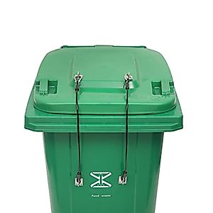(2-Pack) Garbage Can Lock, Trash Can Lock Kit with Nylon Coated Wire Ropes, Stainless Steel Hasps, Mounting Hardware, Bonus Self-Tapping Screws