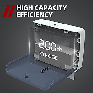 PLUSSEN Paper Towel Dispenser Wall Mount,Capacity 200+ Sheets ZFold Tri Fold Blue Adhesive No Drilling or Screws Installation for Home Toilet