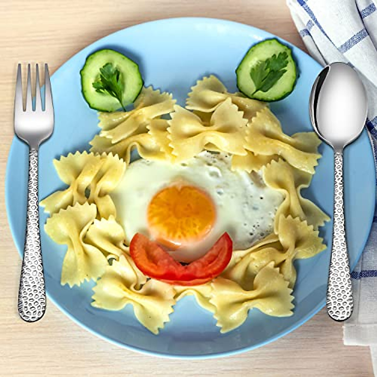 12-Piece Toddler Kids Silverware Set, HaWare Stainless Steel Hammered Flatware Cutlery, Children Tableware Includes 4 Spoons 4 Forks 4 Butter Knives, Ideal for Preschooler, Dishwasher Safe