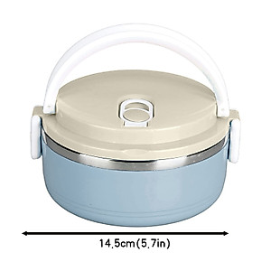 USYFAKGH Thermal Food Box Thermal Lunch Box Stackable Hot Food Insulated Box Stainless Steel Round Lunchbox Sealed Food Containers Vintage Lunch Pale (Green, One Size)