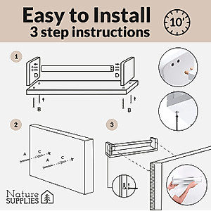 NATURE SUPPLIES Nursery Book Shelves, Set of 3 Floating Bookshelves for Wall for Nursery Decor & Playroom Decor, Book Shelf Wall, Wall Bookshelf Kids, Baby Book Shelf Organizer for Kids (Black)