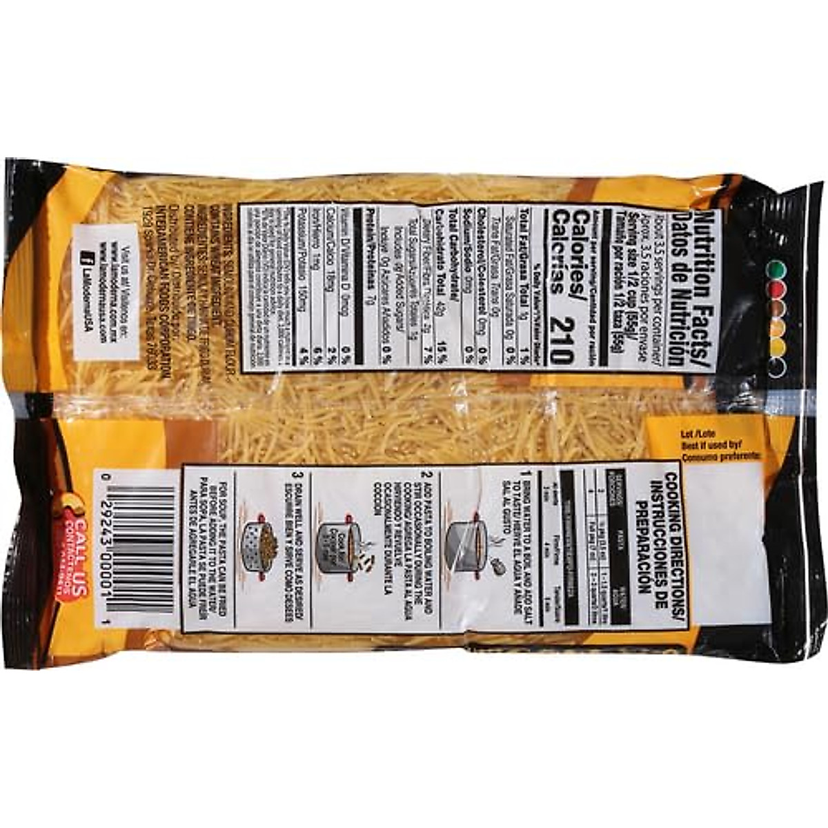 La Moderna Vermicelli Pasta, Noodles, Durum Wheat, Protein, Fiber, Vitamins, 7 Oz