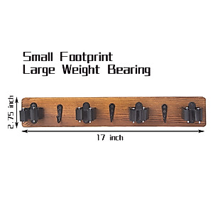 2 Pack Mop and Broom Holder Wall Mount Solid Wood Broom Rack Wall Mount 4 Positions 3 Hooks for Home, Kitchen, Garden, Tools, Garage Organizing, Cleaning Supplies Organizer Indoor Outdoor