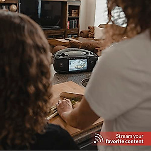 Aiwa Portable Boombox, Crystal Clear Sound with 3W x 2 Speakers and Bass Function, Featuring a 7" LCD Display, Bluetooth Connectivity, FM Radio, CD/DVD Player, Streaming on Roku and Amazon Firestick