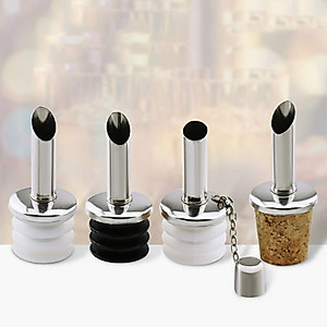 Cabilock Pour Spouts Oil Bottle Oil Dispenser Spout 5pcs Stainless Steel Oil Pourers Spout Oil Dispenser Bottle Spouts with Covers for Pours Vinegar Wine Random Color Pour Spouts