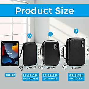 ProCase Hard Travel Electronic Organizer Case for MacBook Power Adapter Chargers Cables Power Bank Apple Magic Mouse Apple Pencil USB Flash Disk SD Card Small Portable Accessories Bag -L, Grey