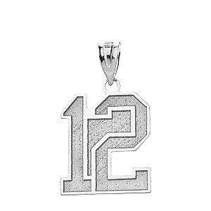 Certified 14k White Gold Personalized Sports Charm Jersey Two Digits Number and Name Charm Pendant