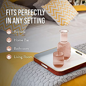 American Atelier Bedside Water Carafe with Tumbler | 28-Ounce Pitcher and Matching Drinking Glass | Use Cup as a Lid for Carafe | For Guest Room, Nightstand, Office, or Gift (Blush)