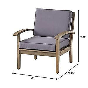 Christopher Knight Home Keanu Outdoor Wooden Club Chairs (Set of 2), Gray/Dark Gray