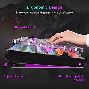 Type Writer Keyboard, Typewriter-Style Steampunk Mechanical Gaming Keyboards Blue Switch with 9 True RGB Backlight Modes and 87-Key Wired Keyboard with Spill-Resistant (Round Keycaps)