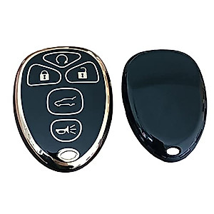 TAPAYICA for GMC Key Fob Cover Keyless Remote Smart Key Fob Shell with Keychain Fit for Chevrolet Suburban Tahoe Traverse Buick Enclave Cadillac Escalade GMC Acadia Yukon (5 Buttons-Black)