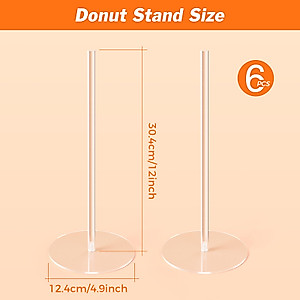 Dooiclear Donut Stand 6 Pack, Acrylic Bagel Stand, Clear Doughnut Holder, Donut Display Stand for Dessert Table, Bagel Display Tower for Birthday, Wedding, Baby Shower, Christmas, Party