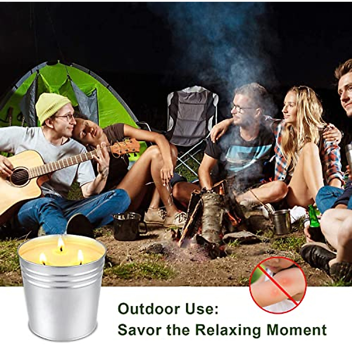 Citronella Candles Outdoor Large Patio Candle, Outside 3 Wick Bucket Candle 100 Hour Burning for Table Backyard Camping Indoor, Soy Wax Scented Candle Gift for Women Wedding, 2 Pack 17OZ