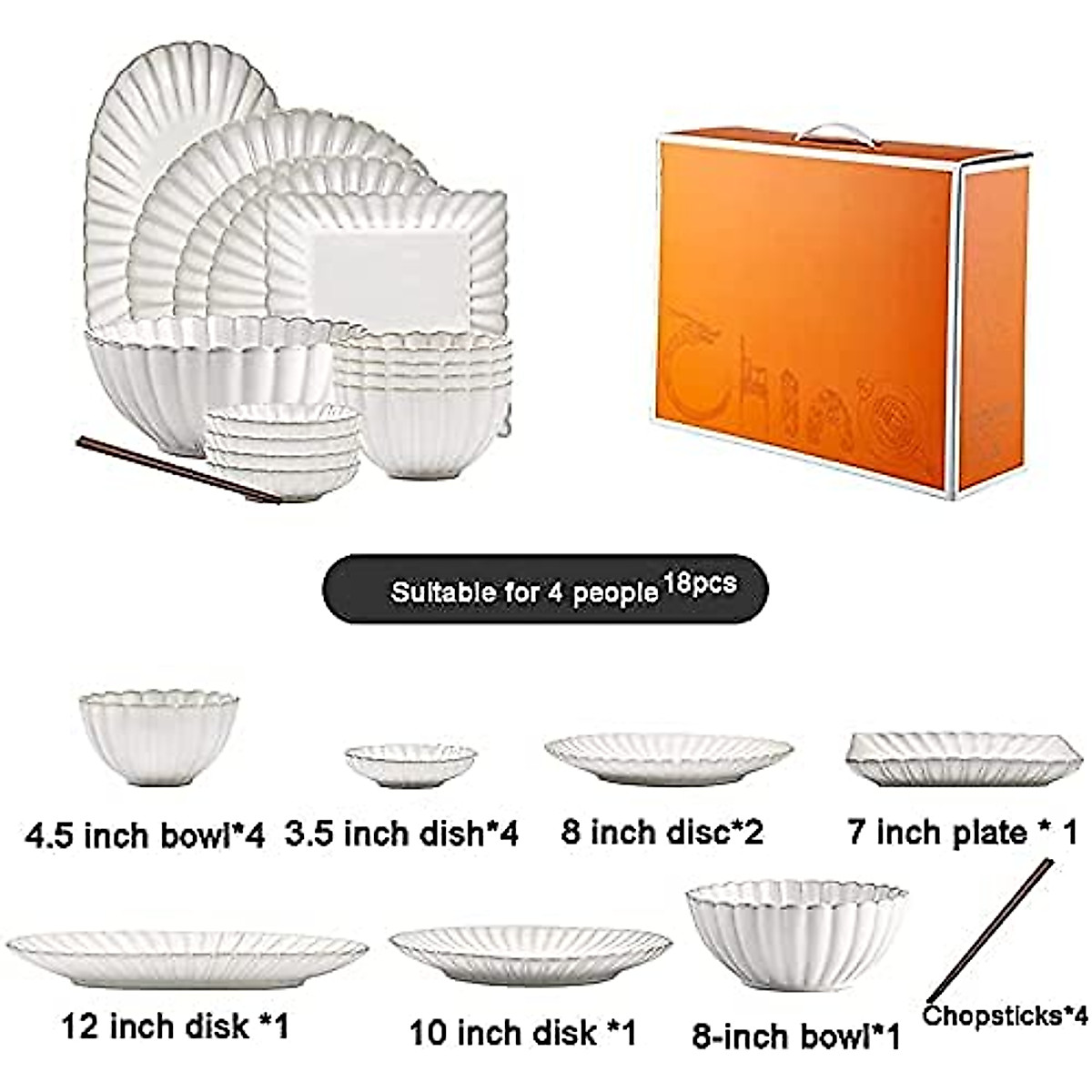 Porcelain Plate and Bowl Set,Dinnerware Set for Home or Special Restaurant, 26 Pcs Dinnerware Sets, Porcelain Tableware Set with Plates and Bowls, White Ceramic Dinner Set for Home Kitchen and Dinnin