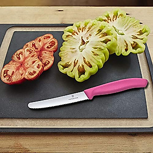 Victorinox Swiss Classic Round Tipped Stainless Steel Utility Knife with Pink Fibrox Handle, 4.5 Inch