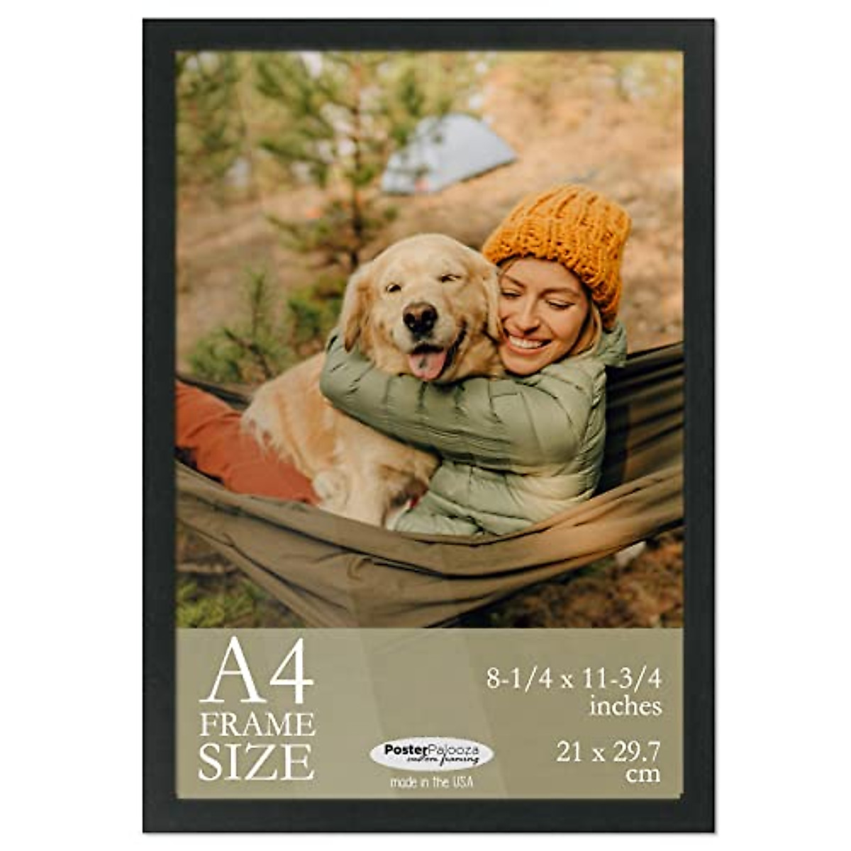 A4 Frame Black Modern Minimalist - Wooden 8.25x11.75 Frame - Modern Wood A4 Picture Frame For A4 Size Artwork or Documents - Photo Frame Includes UV Acrylic, Foam Board Backing, Hardware