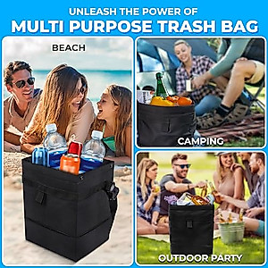 EcoNour Car Trash Can (Large) | Car Trash Bag Hanging with Elastic Opening & Easy Mount | Car Garbage Can with Waterproof Oxford Material | Cute Car Accessories for Camping, Traveling & Outdoor