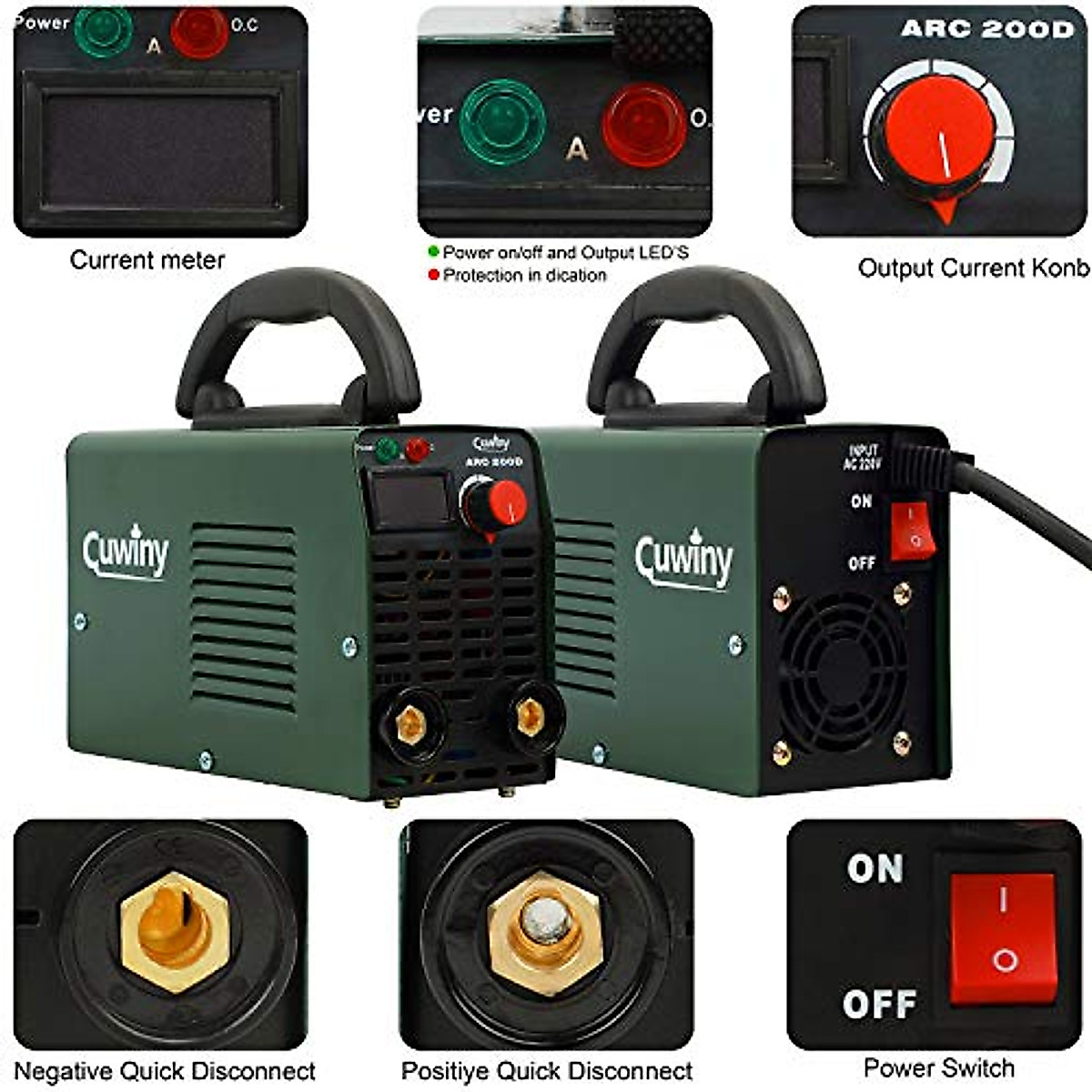 ARC Welder Mini, Cuwiny ARC200D 110v/220v IGBT Inverter Welding Machine, Maximum 140A MMA/Stick, Dual Voltage with High Frequency Duty Cycle Digital Display Welding.