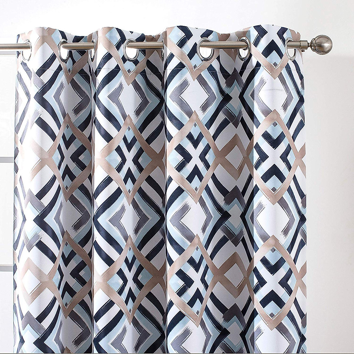 DriftAway Diamond Trellis Plaid Room Darkening Curtains for Living Room Bedroom 96 Inch Length Mid Century Modern Draperies Thermal Grommet Window Treatment 2 Panels