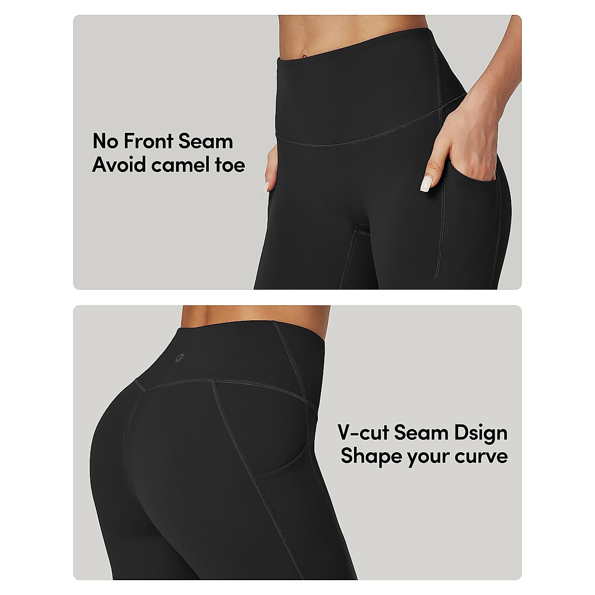 IUGA Biker Shorts Women Tummy Control 8" Workout Gym High Waisted Running Yoga Compression Spandex Shorts Women with Pockets Black