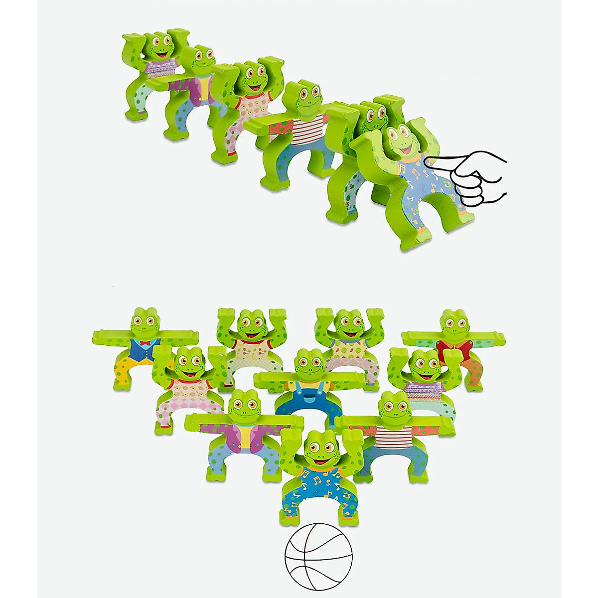 BESTING Balancing Stacking Blocks Frog Blocks Children's Educational Balance Wooden Stacking Acrobatic Interlock Decompression Preschool Toys Balancing Games (HJ012)