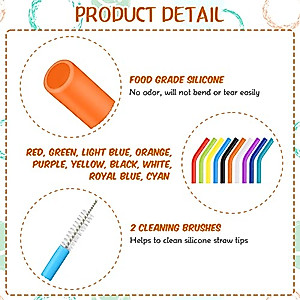 50 Pcs Silicone Straw Elbows Tips Rubber Metal Straws Tips Covers Reusable Straws Soft Drinking Silicone Straw Tips Only Stainless Steel Straw with 2 Brush (1/3 Inch, 8 mm)