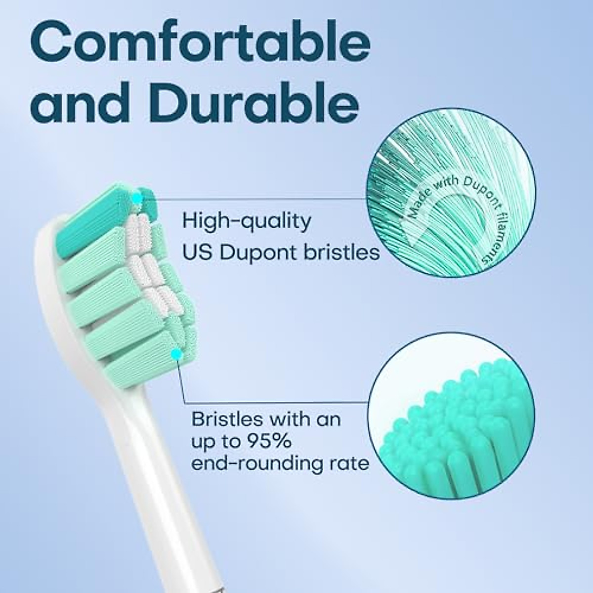 Senyum Replacement Toothbrush Heads Compatible with Phillips Sonicare Replacement Brush Head, Electric Toothbrush Heads Refill for Sonic Care Snap-On, White (8 Pack)