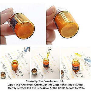 Evangelia.YM Glass Dipped Pen Calligraphy Set, Handmade Crystal Retro Signature Writing Drawing Painting Pen, Students Gift Box Set with 4 Pen Ink, 1 Pen Holder, 1 Crystal Glass Dip Pen (E Green)