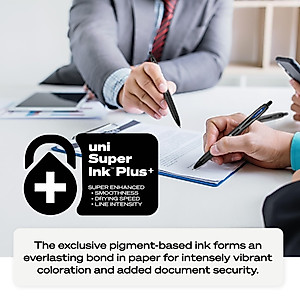 uniball 207 Plus+ Retractable Gel Pens 12 Pack in Black with 0.7mm Medium Point Pen Tips - Uni-Super Ink+ is Smooth, Vibrant, and Protects Against Water, Fading, and Fraud