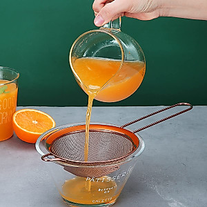 Copper Fine Mesh Strainer 3 Pieces Set, Rose Gold Flour Sifter For Baking, Stainless Steel Clander, Copper Matcha Tea Strainer, Gravy Separator, Stasher Sieve Pasta Strainers