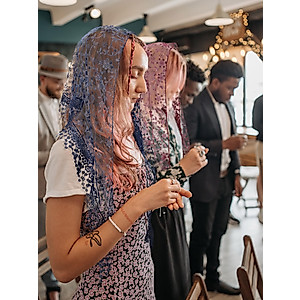 Zhanmai 12 Pcs Veils for Church Catholic Mass Veils for Women Catholic Lace Triangle Lace Mantilla Floral Tulle Scarf Covering (Vibrant Color)