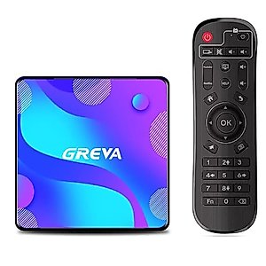 GREVA Android TV Box 11.0 4GB RAM 64GB ROM RK3318, 4K HDR Smart TV Box 2.4G/5G WiFi BT4.1, Streaming Media Player Set Top Box