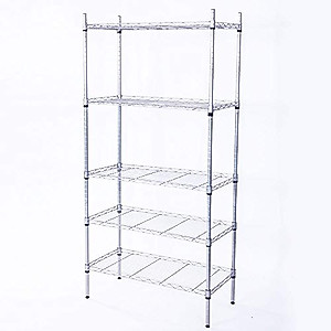 Karl home 5-Tier Adjustable Wire Unit Shelves, Height Metal Storage Rack for Kitchen/Bathroom/Garage, Stainless & Sturdy Frame,551lbs Capacity, 29”L x 13.4”W x 59”H